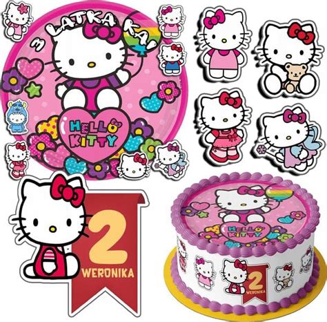 Zestaw OpŁatek Na Tort 20cm 17 Postaci Hello Kitttty ImiĘ 15cm 18cm Arena Pl