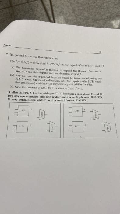 Solved Name 7 15 Points Given The Boolean Function Ya