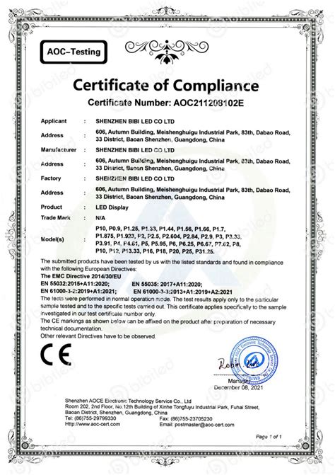LED Display Certification