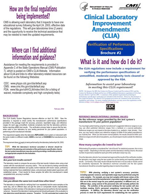 Implementing Updated Clia Regulations Guidance On Verifying Performance Specifications For