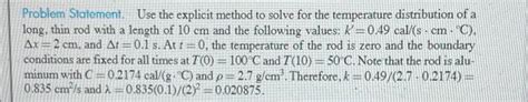 solved problem statement use the explicit method to solve