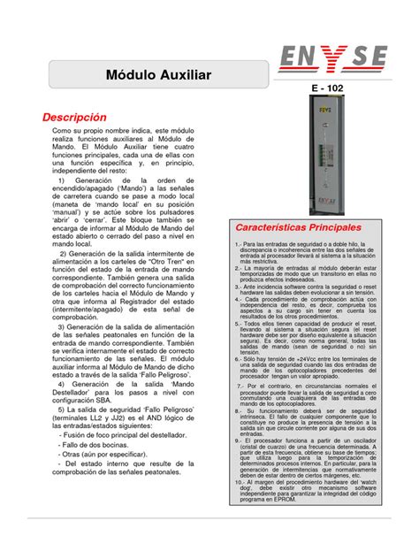E 102 Modulo Auxiliar Pdf Unidad Central De Procesamiento
