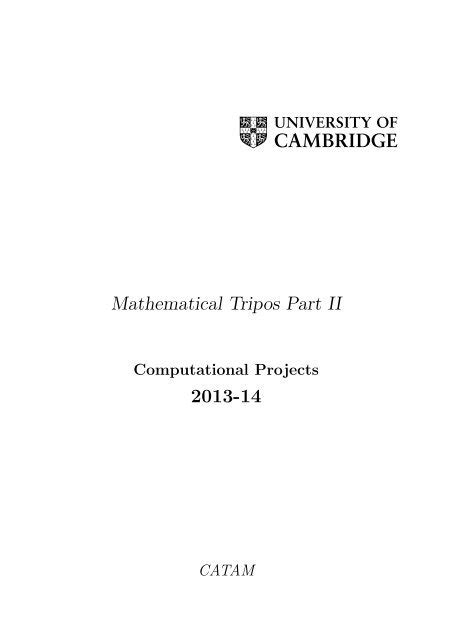 Mathematical Tripos Part Ii 2013 14 Faculty Of Mathematics