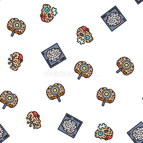 Neuroscience Brain Neurology Seamless Pattern Vector Stock Illustration