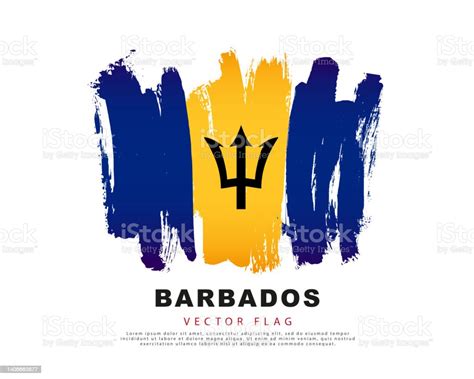 바베이도스의 국기 파란색과 노란색 브러시 스트로크 손으로 그립니다 흰색 배경에 고립된 벡터 일러스트레이션입니다 바베이도스의 국기에 대한 스톡 벡터 아트 및 기타 이미지