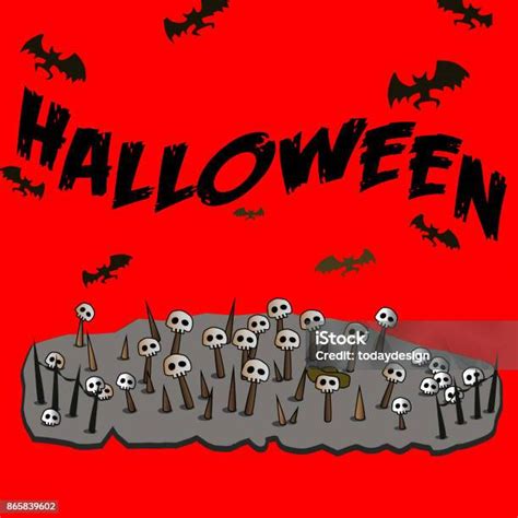 할로윈 로고 기호 묘지 지팡이 박쥐에 두개골 포스터 포스터 T셔츠에 대 한 기호 공포 무서움에 대한 스톡 벡터 아트 및 기타 이미지 Istock