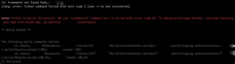 [ios] staging build fails framework not found pod [nameofapp] · issue