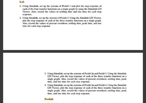 Solved Lab 1 Using Simulinkset Up The Systems Of Prelab 1 And Plot