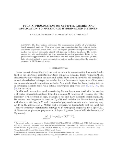 Pdf Flux Approximation On Unfitted Meshes And Application To