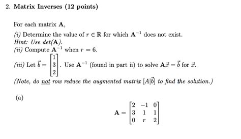 solved for each matrix a i determine the value of r∈r for