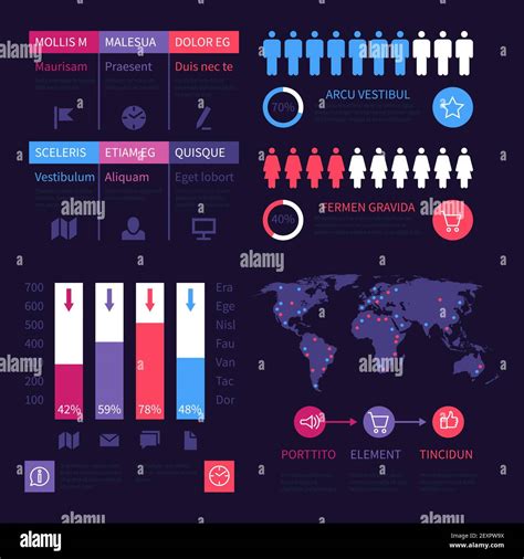 Infographic Dashboard Worldwide Marketing Diagrams Charts Vector Set