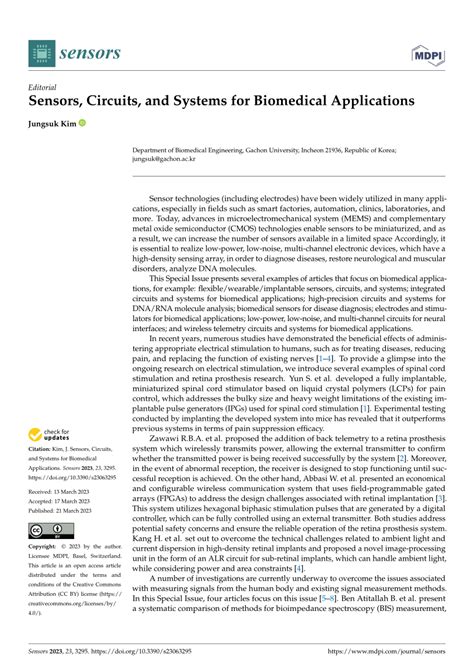 Pdf Sensors Circuits And Systems For Biomedical Applications