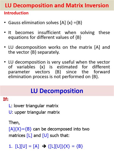 Lu Decomposition And Matrix Inversion 2 Pdf Matrix Mathematics Mathematical Objects
