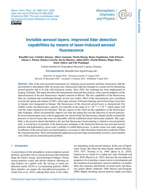 Pdf Invisible Aerosol Layers Improved Lidar Detection Capabilities