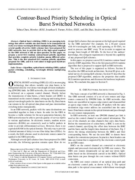 Pdf Contour Based Priority Scheduling In Optical Burst Switched Networks Jonathan Turner