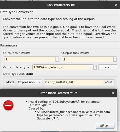 Simulink Invalid Settings For Parameter Outdatatypestr In Data Type