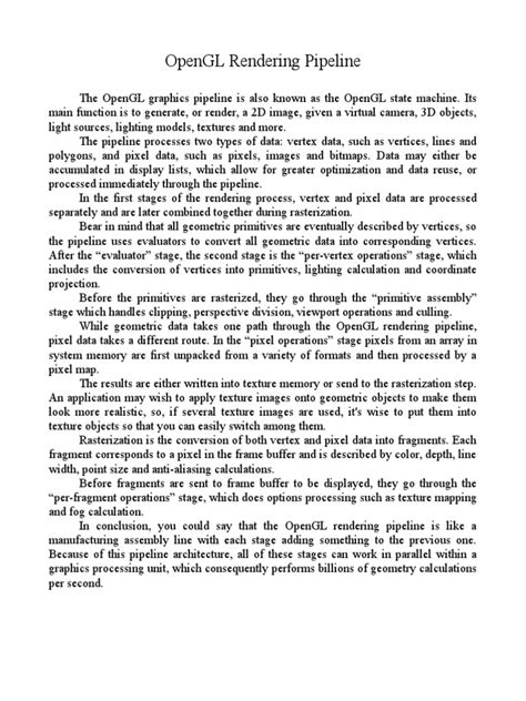 Opengl Pipeline Pdf Computers