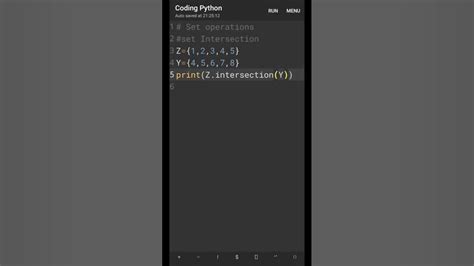 Python Set Operations Set Intersection 🐍python Program Python