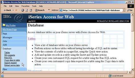 IBM Access For Web Database Import Access For Windows Data Transfer Request