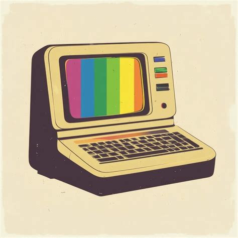 Classic Retro Computer Icon Beige Monitor And Keyboard Premium Ai Generated Image