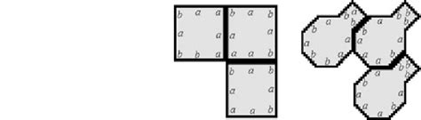 Two Corresponding Partial Tilings One With Square Tiles That Is Not