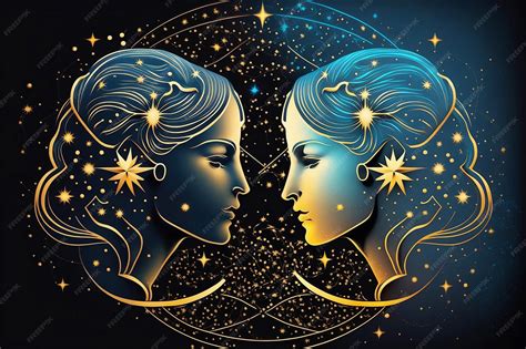 Premium Photo Illustration Of Zodiac Sign Gemini On Space Background