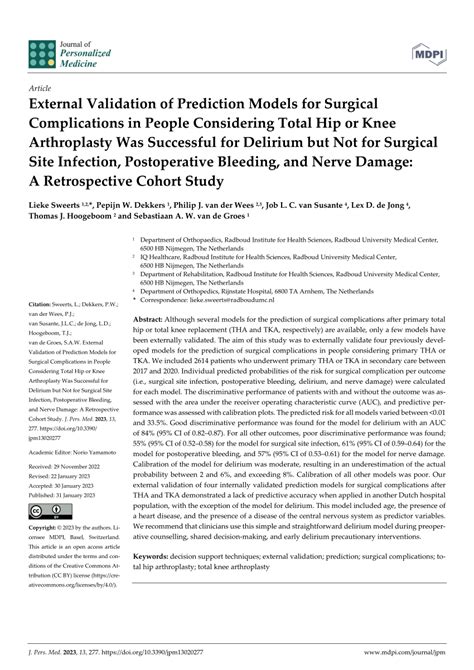Pdf External Validation Of Prediction Models For Surgical