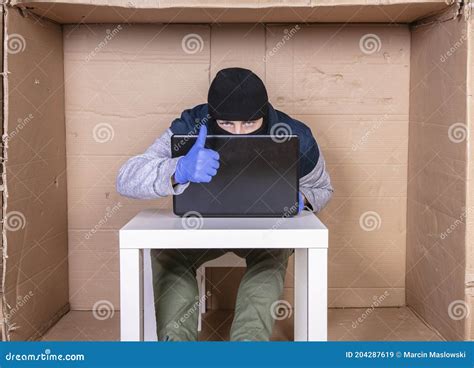 Hacker Shows Thumbs Up Good Internet Security Idea Stock Image Image Of Good Group