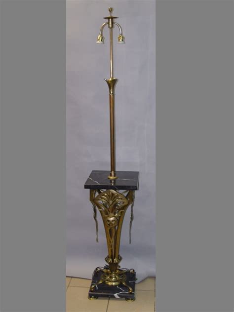 Торшер в стиле модерн бронза мрамор начало ХХ века 2 световые точки 187 × 32 × 32см