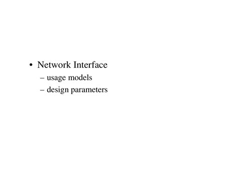 Network Interface Usage Models Design Parameters Cs 8803 Docsity