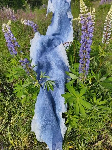 Шарф валянный из разряженного хлопка и шерсти цвет деним актуален и универсален во все времена