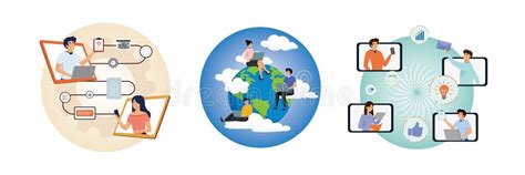 Communication And Workflow Working With Online Laptop Networking And Data Sharing Concepts