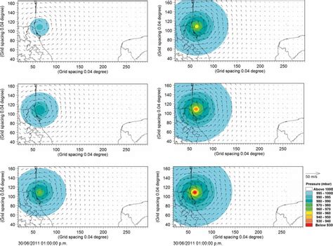 Wind Fields At The Peak Of The Event For The Six Different Intensity Download Scientific