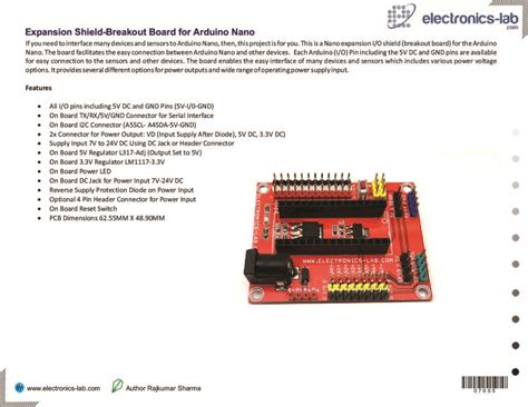 Expansion Shield Breakout Board For Arduino Nano Electronics Lab