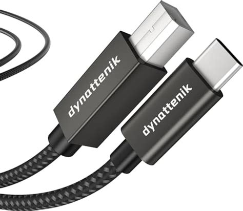 Dynattenik USB C To B MIDI Interface Cable For MIDI Keyboard Controllers M Nylon Braded