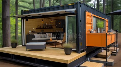 Modern Tiny House Made From Shipping Containers In The Woods Stock Footage Video Of Unique