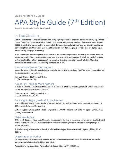 Apa Style Guide 7th Edition V2 Pdf Citation Apa Style
