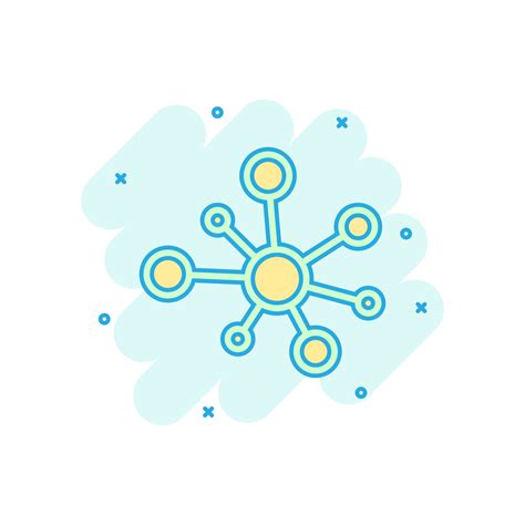 Hub Network Connection Sign Icon In Comic Style Dna Molecule Vector Cartoon Illustration On