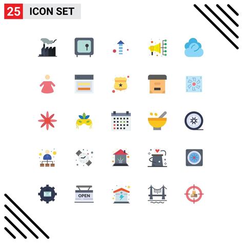 25 User Interface Flat Color Pack Of Modern Signs And Symbols Of Cloud