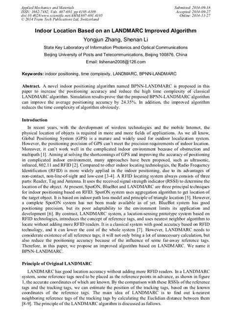 indoor location based on an landmarc improved algorithm scientific