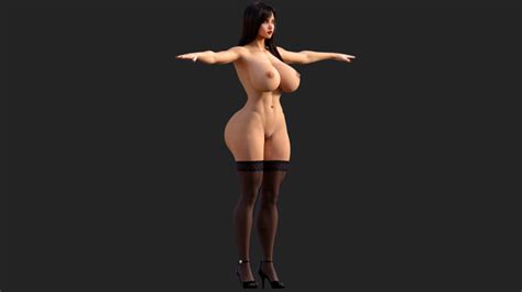 Naked Woman W Unrealistic Body Type Exaggerated Proportions D Model Animated Rigged CGTrader