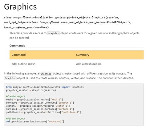 Graphics Class API Doc Is Missing Doc On Key Members Issue Ansys Pyfluent Visualization