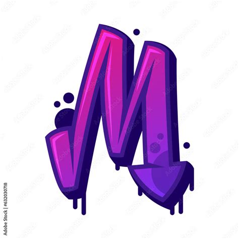 Graffiti Alphabet Purple Font And Uppercase Letter M Vector