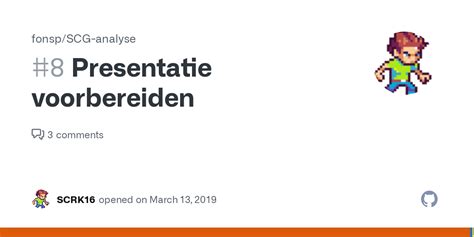 presentatie voorbereiden · issue 8 · fonsp scg analyse · github