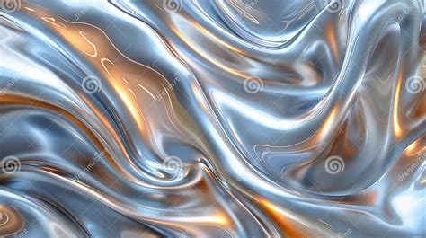 A Flowing, Metallic Surface with Smooth, Reflective Waves in Shades of Blue and Orange, Creating ...
