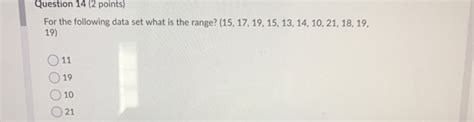 solved question 13 2 points for the following data set