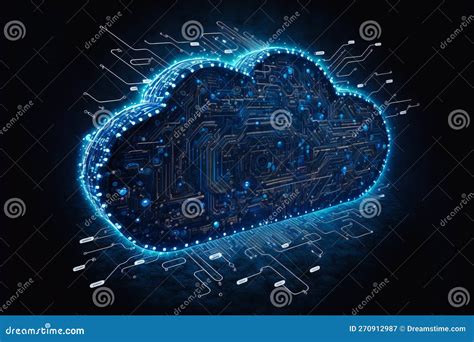 Digital Cloud Computing Technology Concept Generative Ai Stock Image Image Of Cloud Line