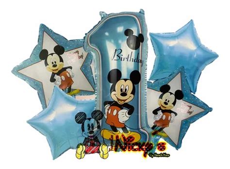 Set 5 Globos Mickey 1 Cumpleaños Fiesta Tematica Infantil Mercadolibre