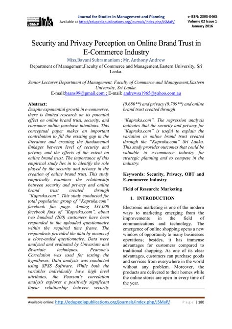 Pdf Security And Privacy Perception On Online Brand Trust In E
