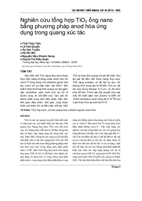 Pdf Synthesis Of Tio2 Nanotubes By Electrochemical Anodization Method